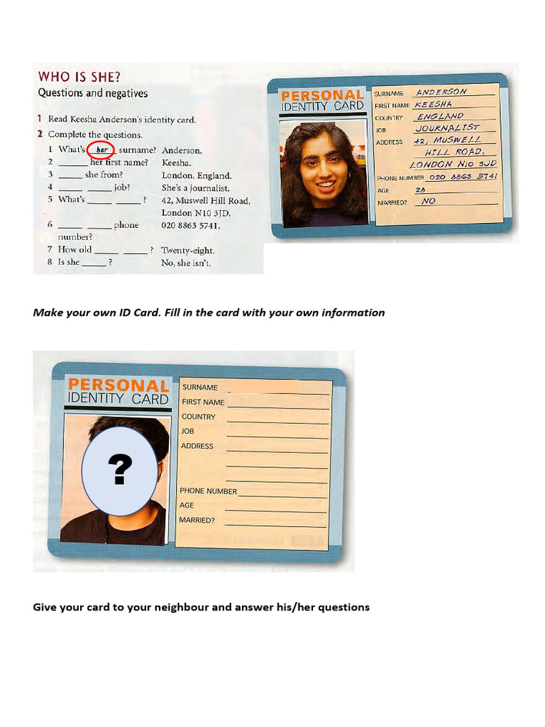 Create Your Own ID Card Activity | PDF