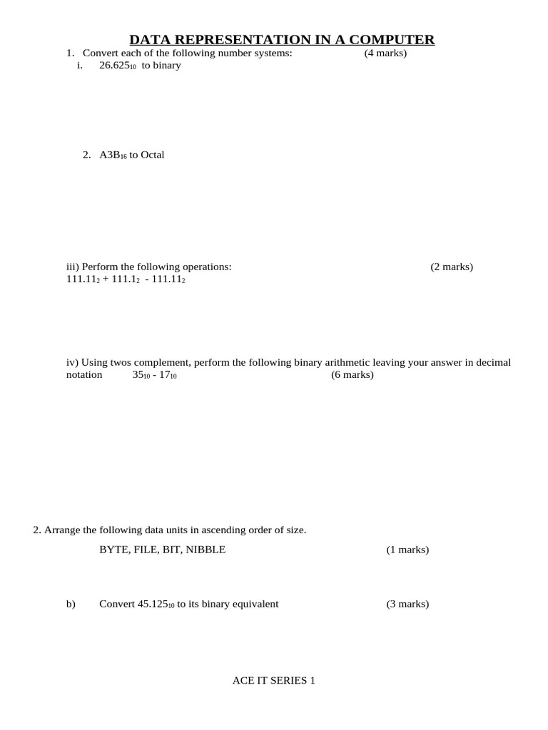 Data Representation in A Computer 1 | PDF | Binary Coded Decimal | Decimal
