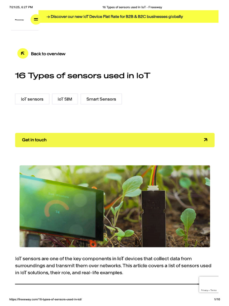 16 Types of IoT Sensors by Freeeway | PDF