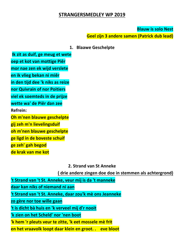 Strangers Medley (Lyrics) | PDF