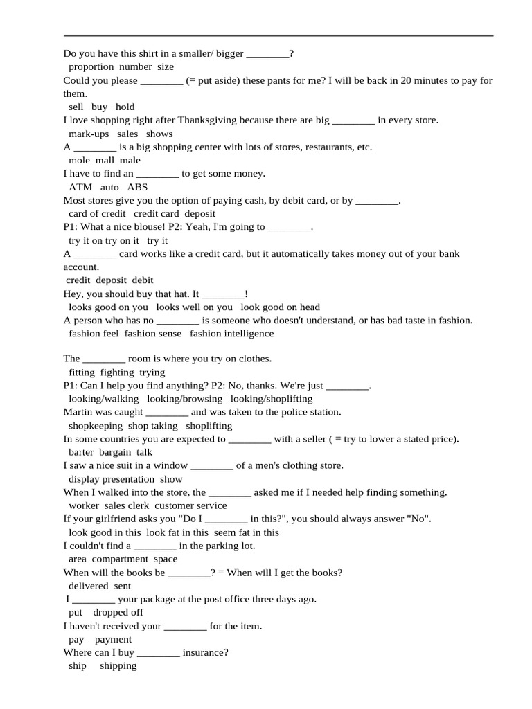 Essential Shopping Vocabulary Guide | PDF