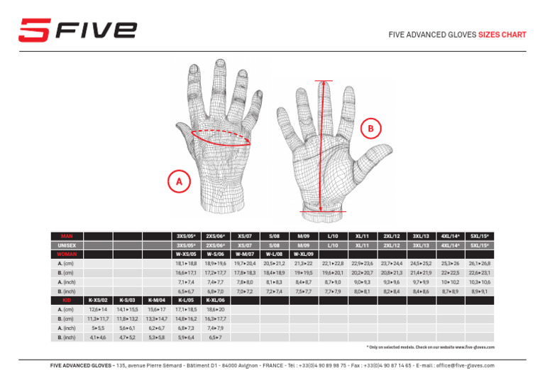 Five Sizechart 2023 V4B 250323 183446 | PDF