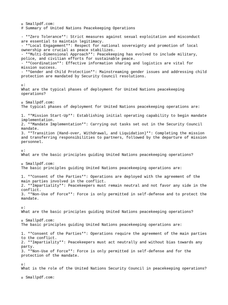 Capstone Eng Summarize | PDF | Peacekeeping | United Nations Security ...