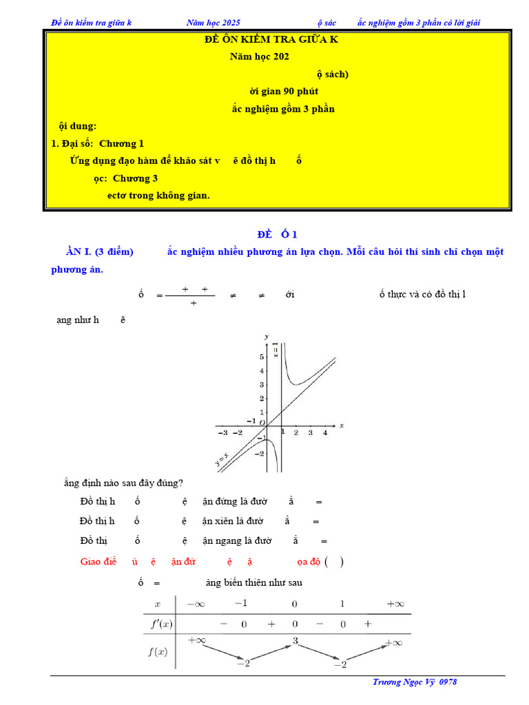 10 De On Tap Giua Ki 1 Toan 12 Nam Hoc 2025 2026 Truong Ngoc Vy Pdf