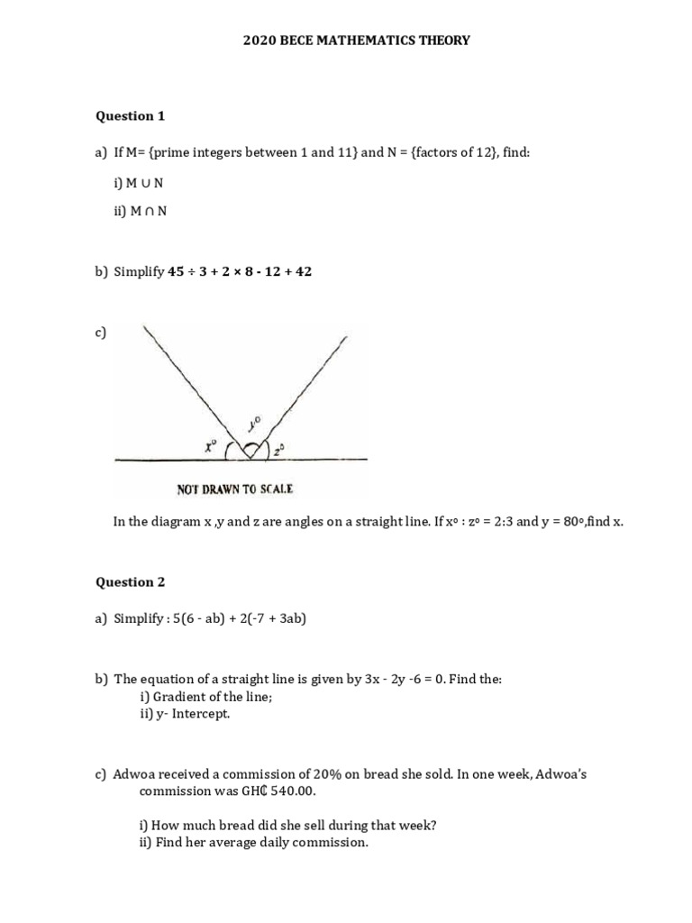 2020 Bece Mathematics Theory | PDF