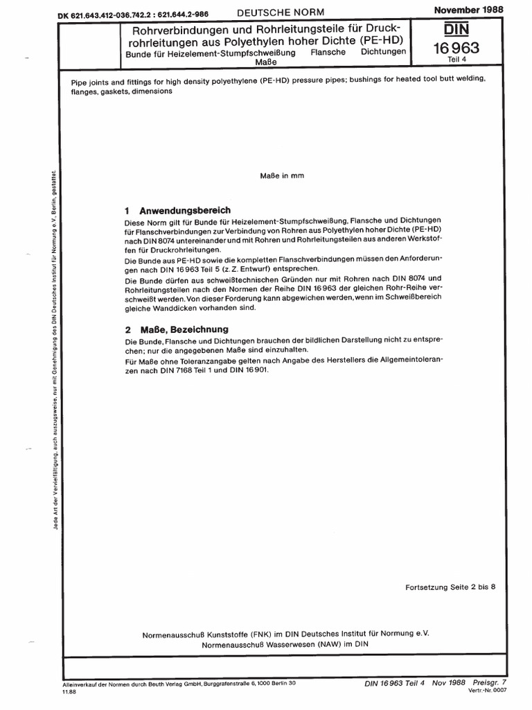 Din 16963-4 1988-11 | PDF