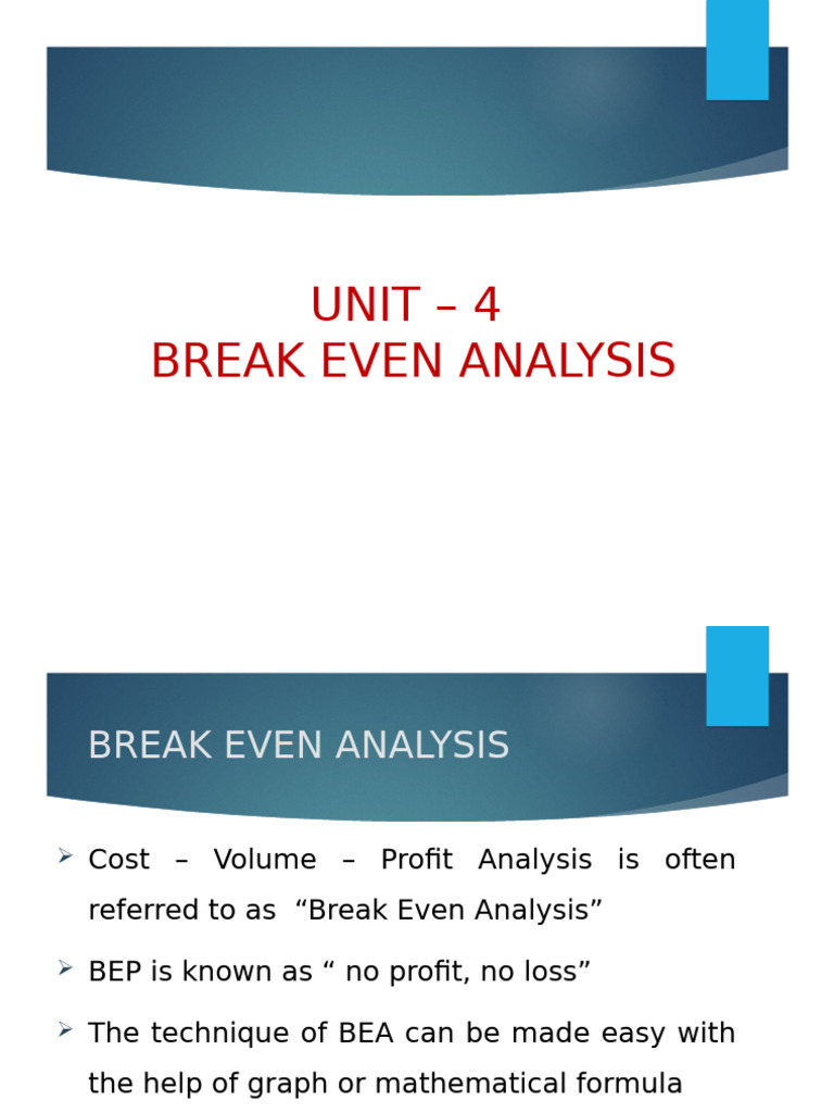 Break Even Analysis | PDF