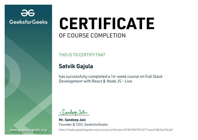 FullStack Dev Certificate | PDF