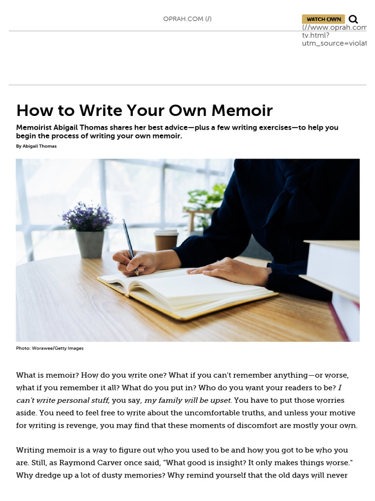 Abigail Thomas - How To Write Your Memoir | PDF | Oprah Winfrey