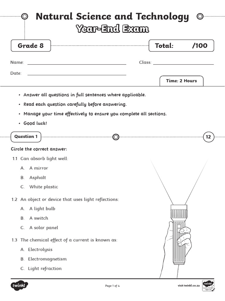 Grade 8 Natural Science Exam Guide | PDF | Climate Change | Light