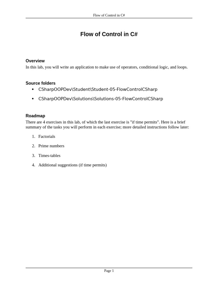 05-Flow of Control in C# | PDF | Control Flow | Programming Paradigms