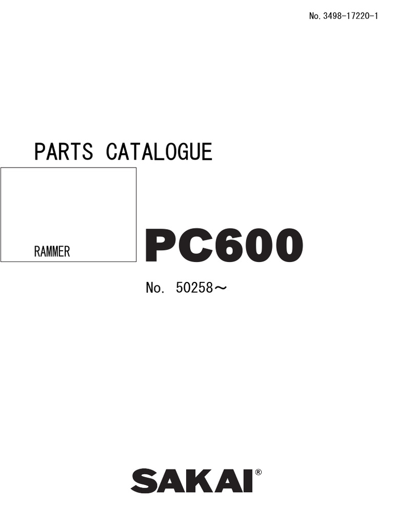 PC600 Parts Manual - 3498 17220 150258 | PDF