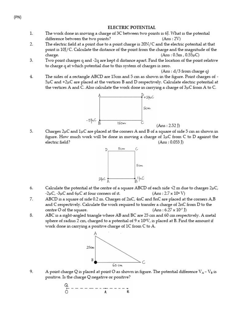 Electric Potential Problems and Solutions | PDF | Capacitor | Capacitance