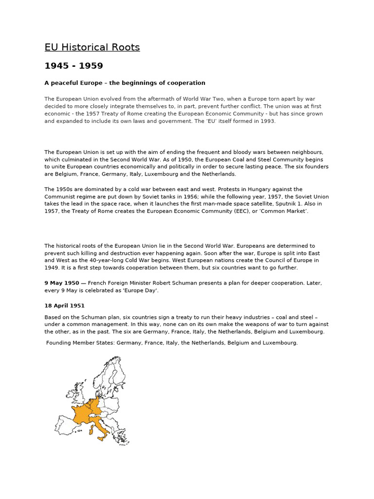 EU Formation: 1945-1959 Historical Overview | PDF | European Union ...