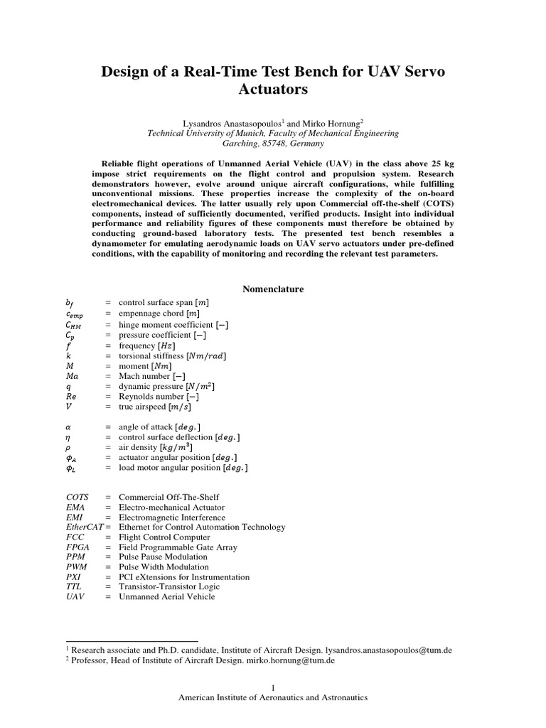 UAV Servo Actuator Test Bench Design | PDF | Electric Motor | Aircraft ...