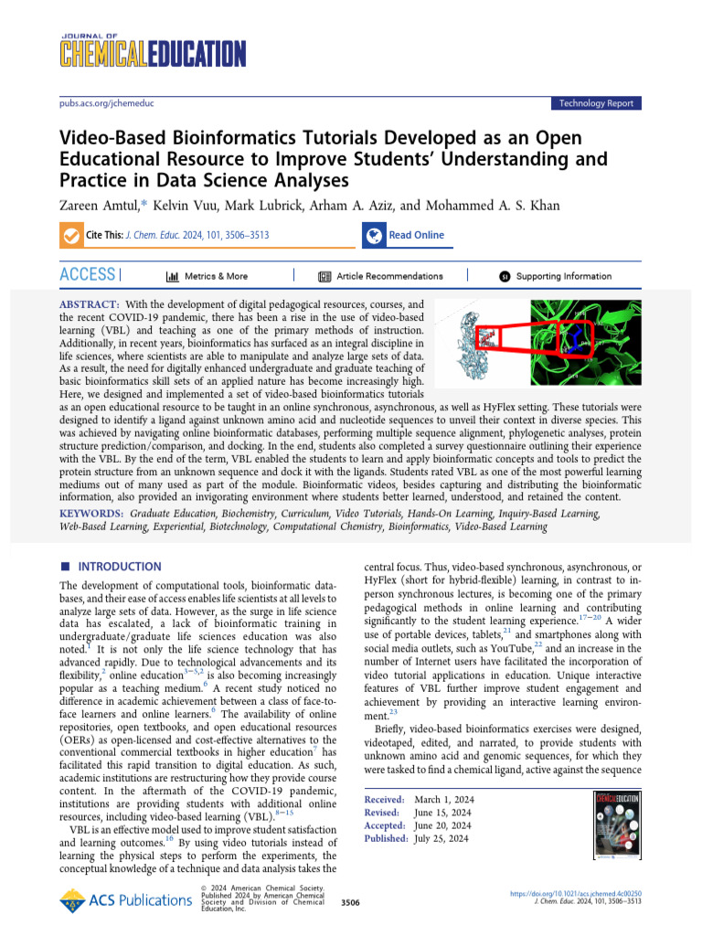Amtul Et Al 2024 Video Based Bioinformatics Tutorials Developed As An Open Educational Resource ...