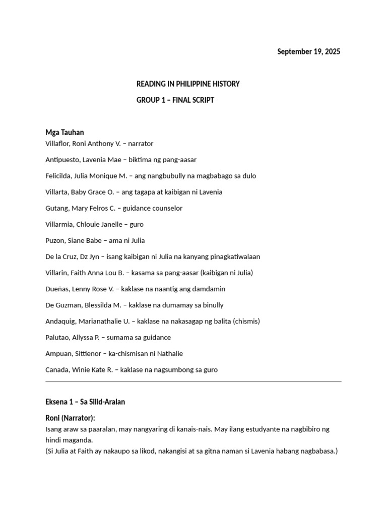 RPH Group 1 Script | PDF