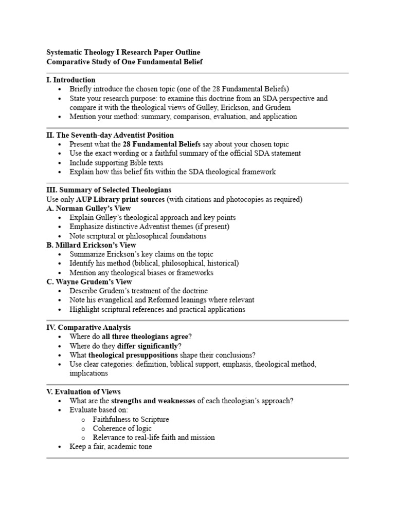 Research Paper Outline-1 | PDF | Theology | Seventh Day Adventist Church