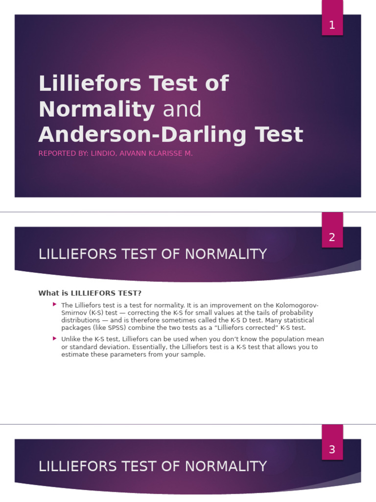 Lilliefors and Anderson-Darling Tests | PDF | Normal Distribution ...