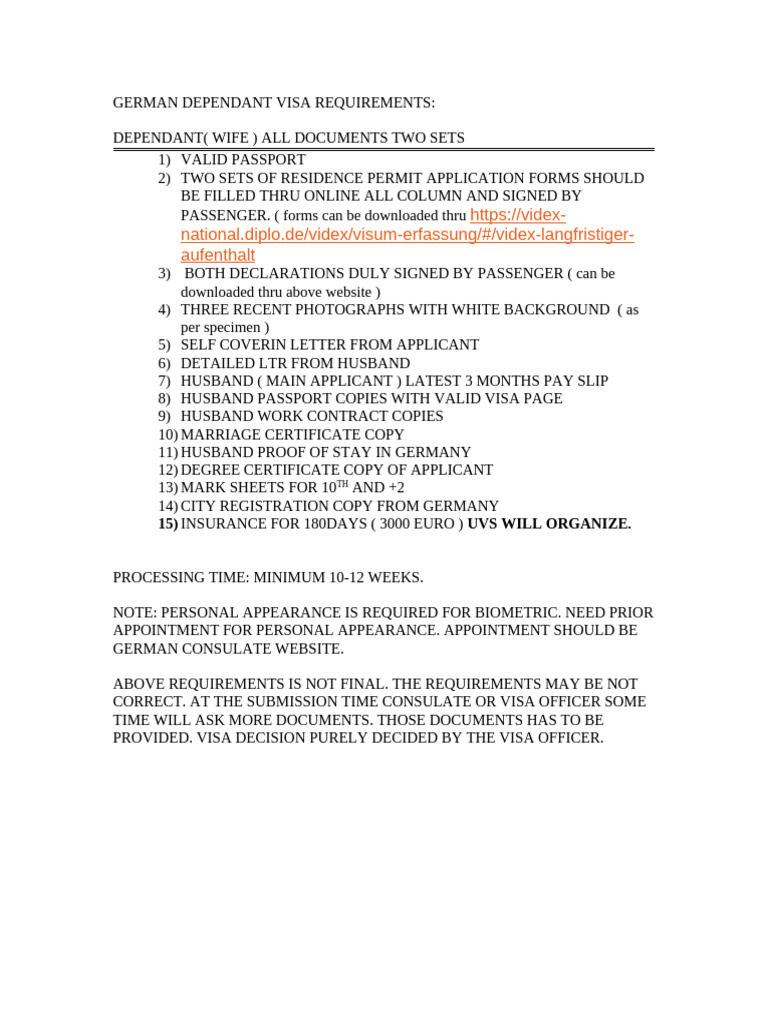 German Spouse Visa Requirements Guide | PDF