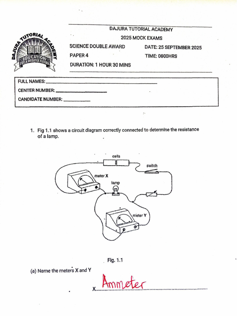 Mock Exam-SDA PP4 Physics Key | PDF