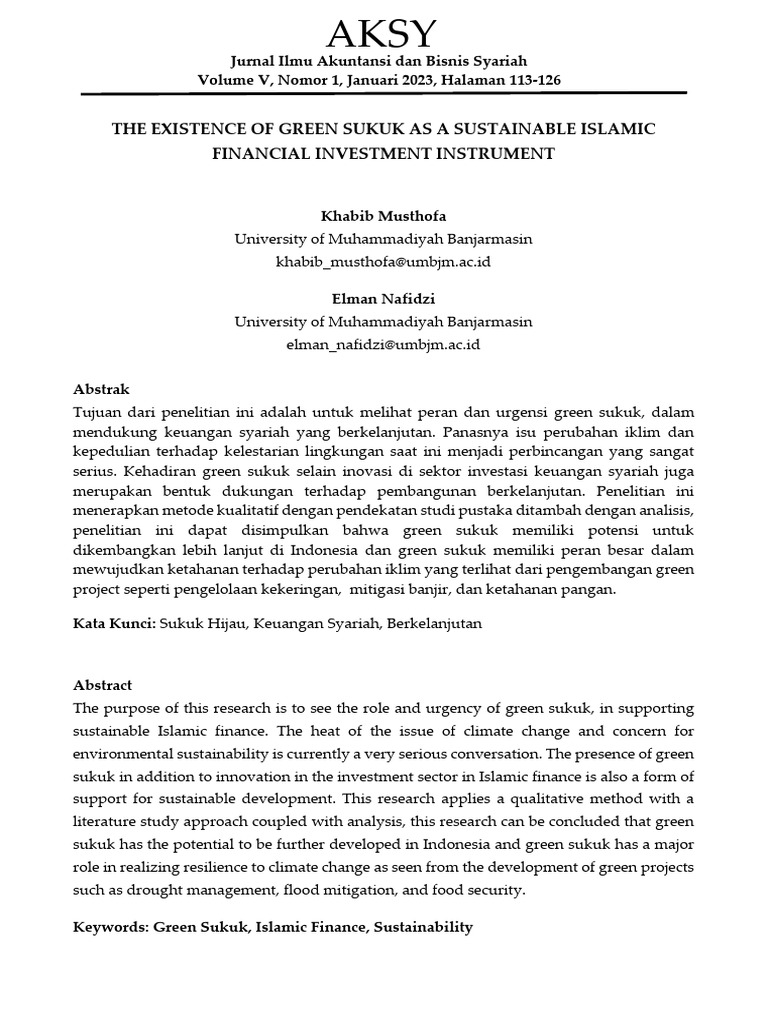 The Existence of Green Sukuk As A Sustainable Islamic 19dowhz6dh | PDF ...
