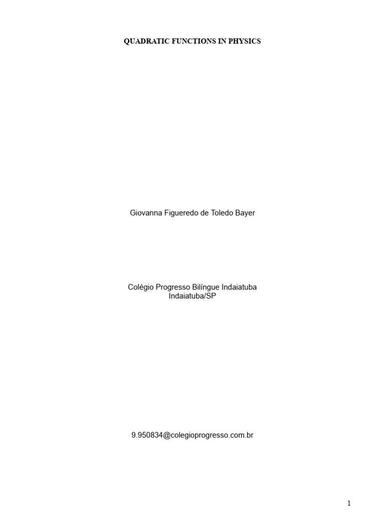 Quadratic Functions in Physics Explained | PDF | Function (Mathematics ...