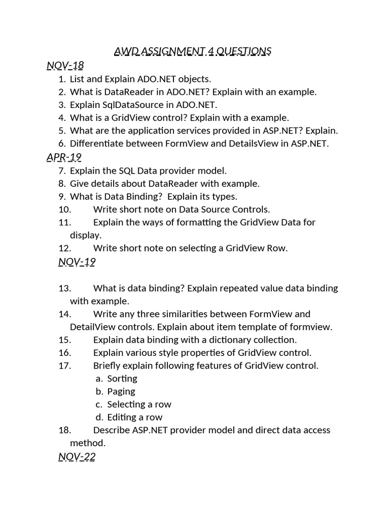 ADO.NET and ASP.NET Concepts Overview | PDF | Active Server Pages ...