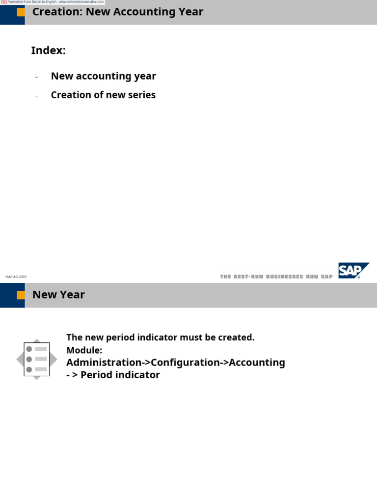 SAP MANUAL CREATION OF NEW ACCOUNTING YEAR 2021 - English | PDF ...