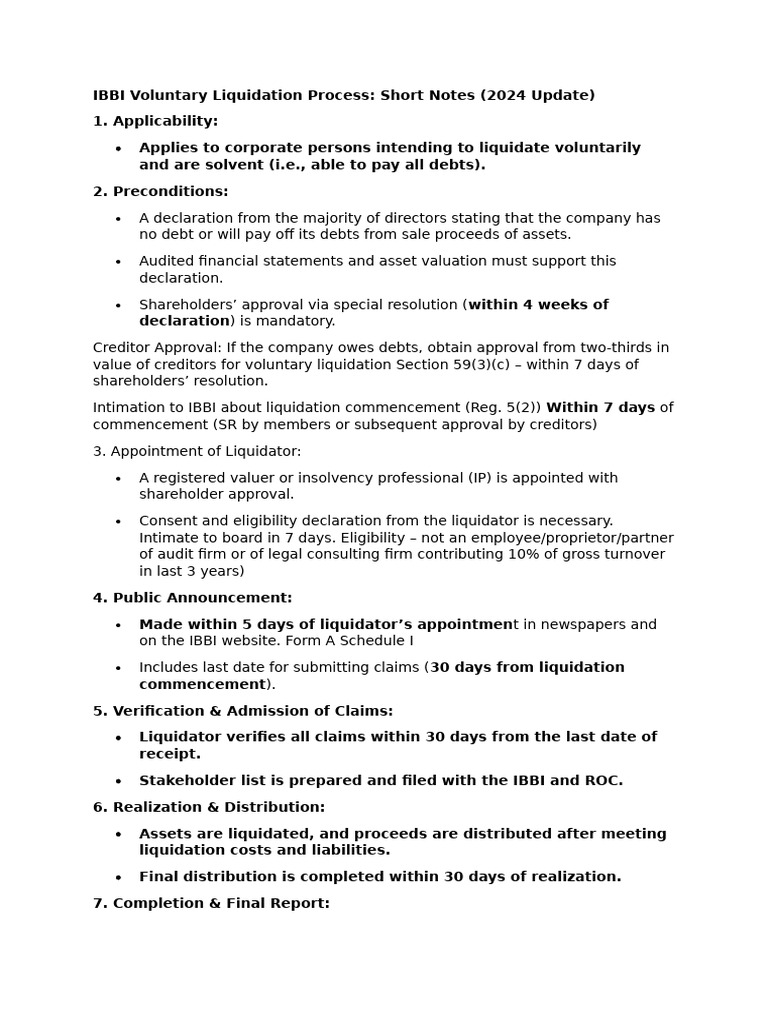 IBBI Voluntary Liquidation Process | PDF | Liquidation | Insolvency