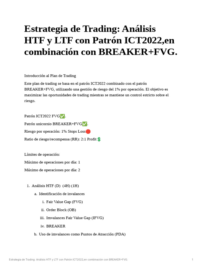 Estrategia de Trading Anlisis HTF y LTF Con Patrn ICT2022en Combinacin ...