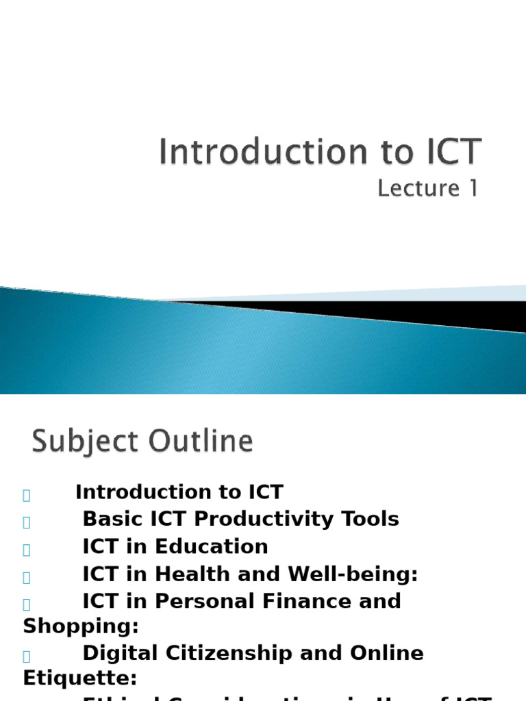 1 Introductiontoict-Lec1 Done | PDF | Computer Data Storage | Random Access Memory