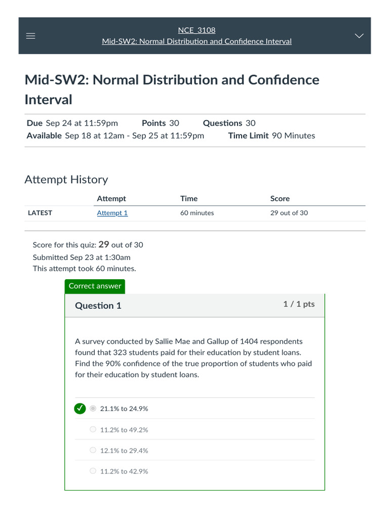 Mid-SW2 - Normal Distribution and Confidence Interval - NCE - 3108 ...