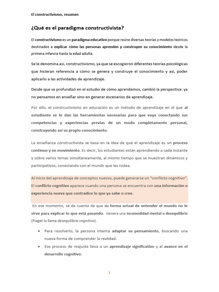 Què Es El Paradigma Constructivista Aplicado a La Educación | PDF ...