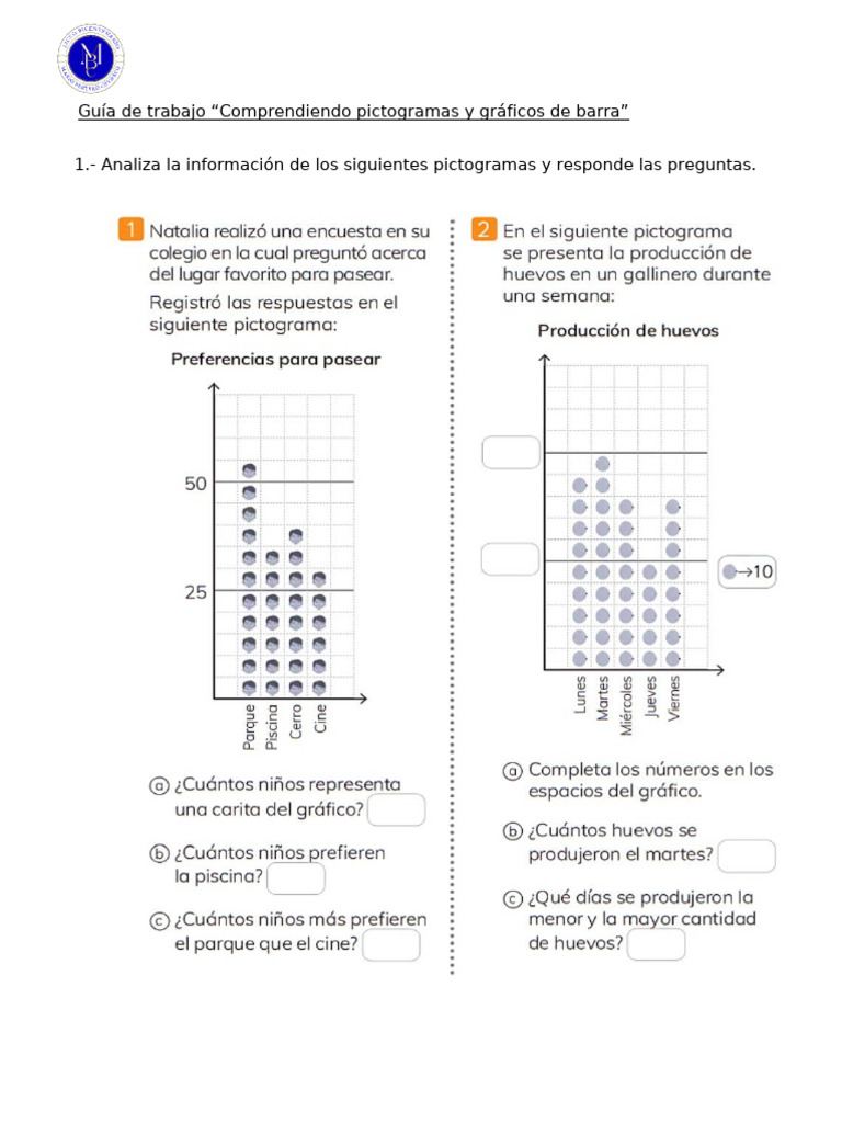 Guía #1 - Pictograma y Gráfico de Barra | PDF