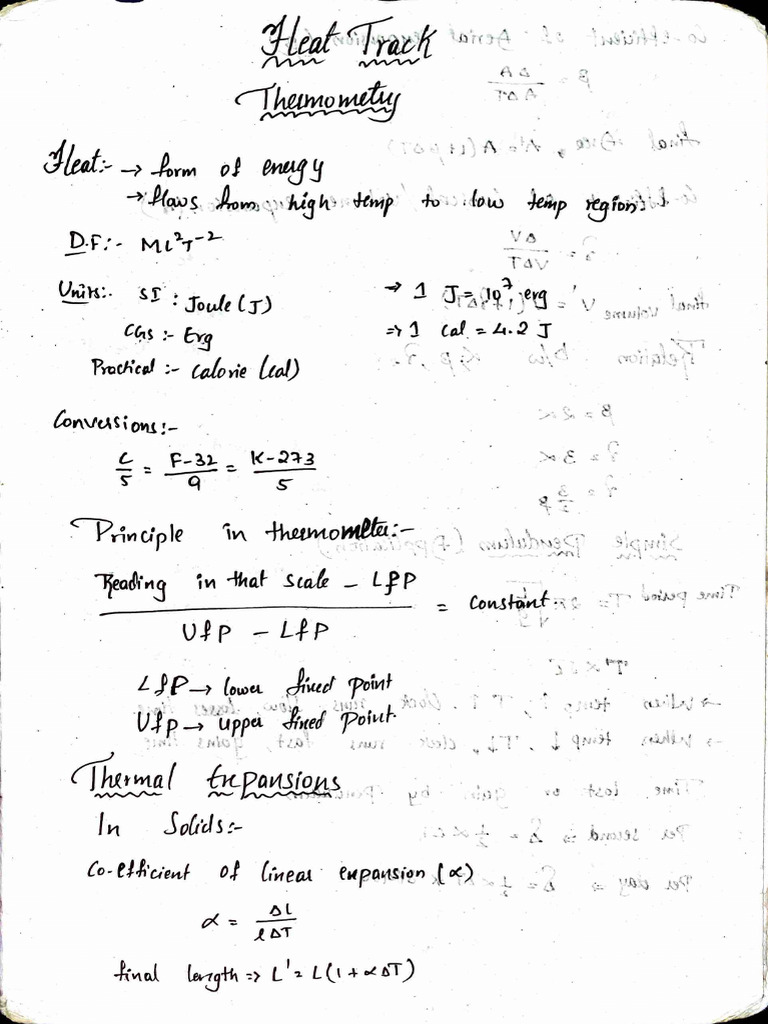Short Notes XI (Heat & Thermodynamics) | PDF