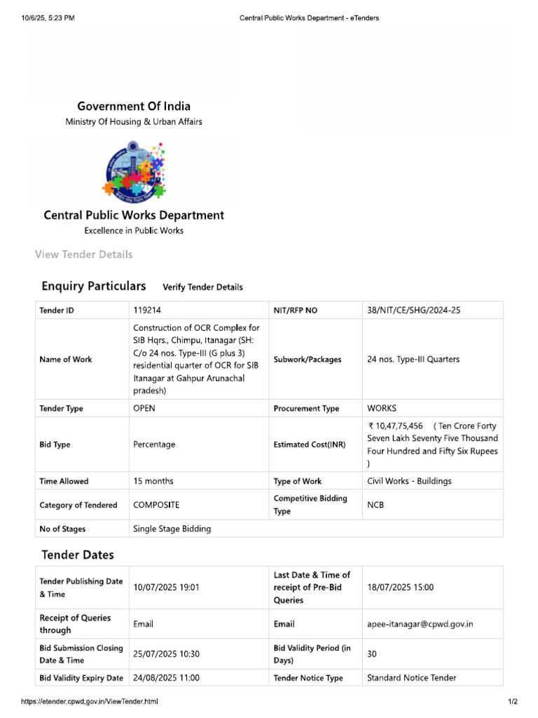 Tender Summary | PDF