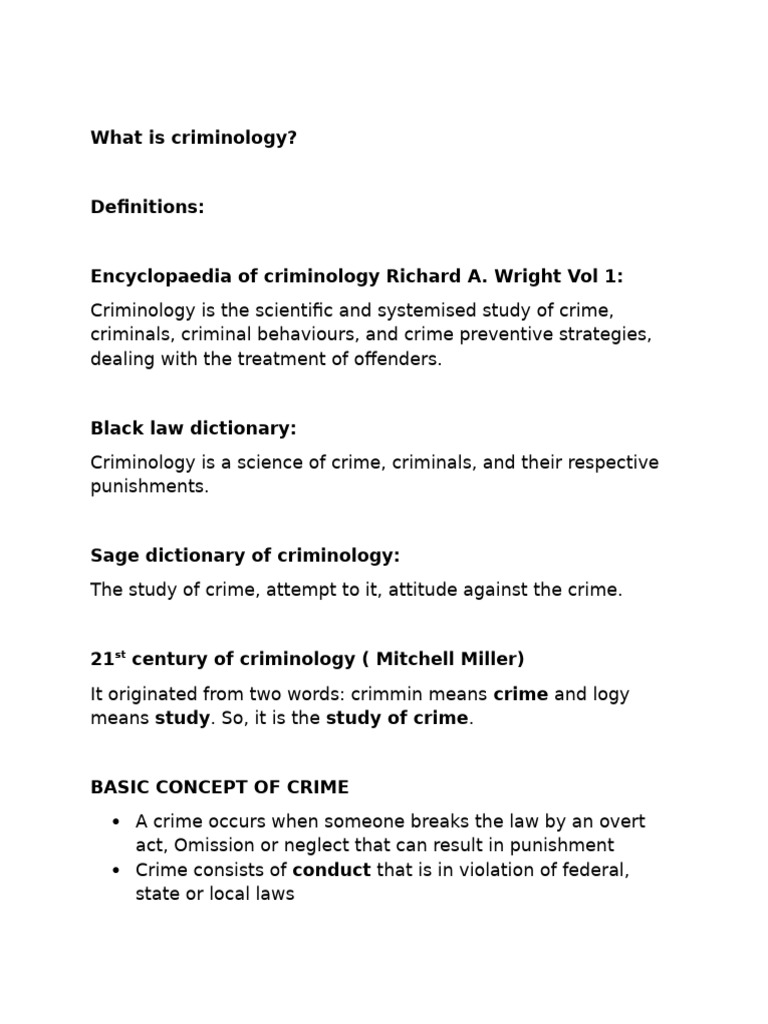 1-Introduction To Criminology, Crime, and Criminals | PDF | Crimes ...