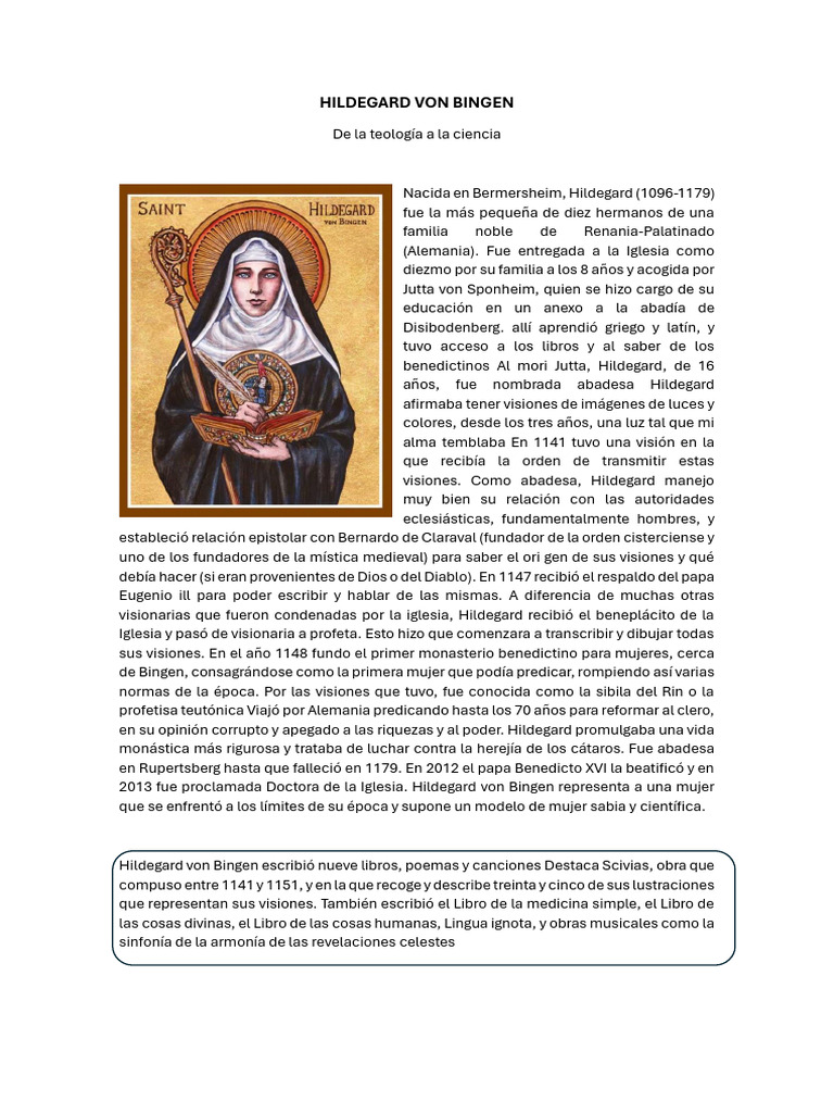 Hildegard de Bingen: Sabiduría y Visiones | PDF