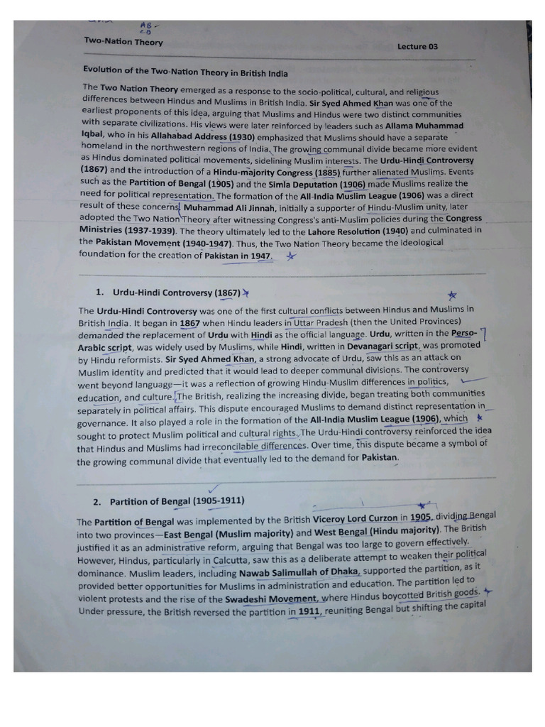 Two Nation Theory | PDF