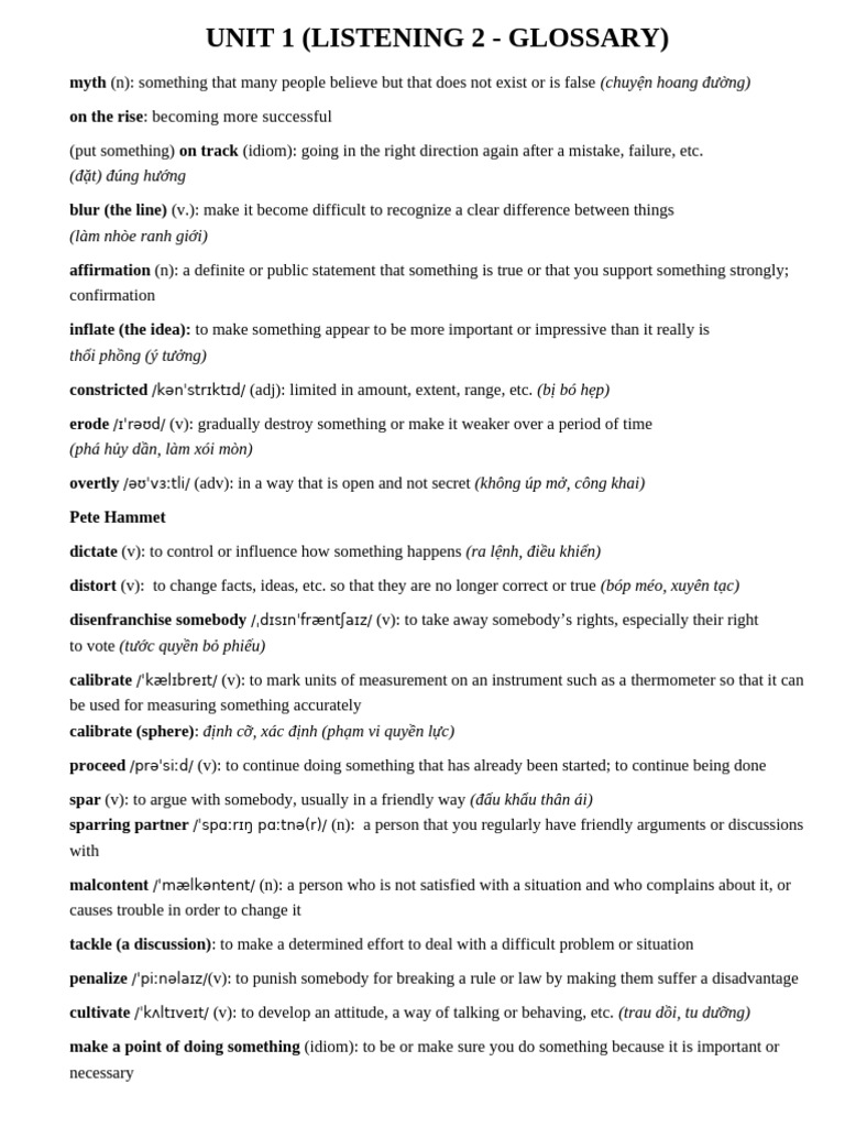 Unit 1 (Glossary-Part 2) | PDF
