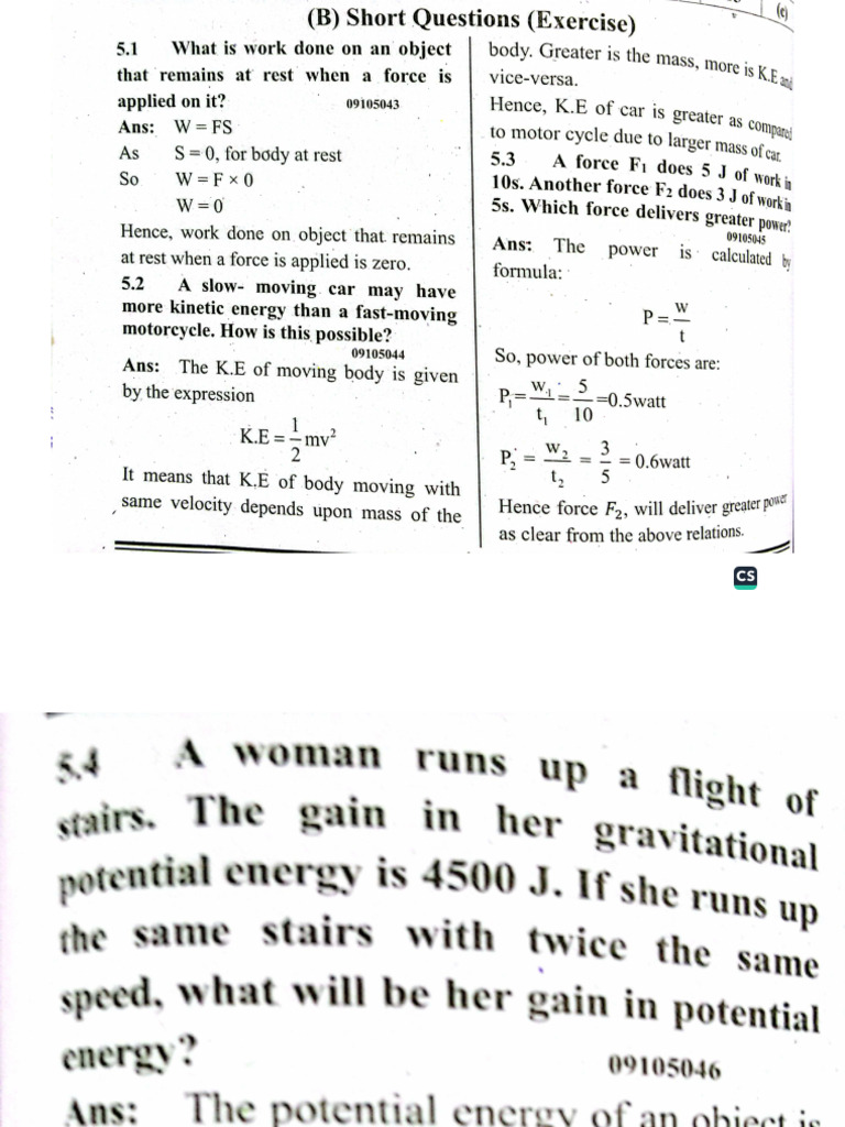 Chapter #5 (Work, Energy and Power) | PDF