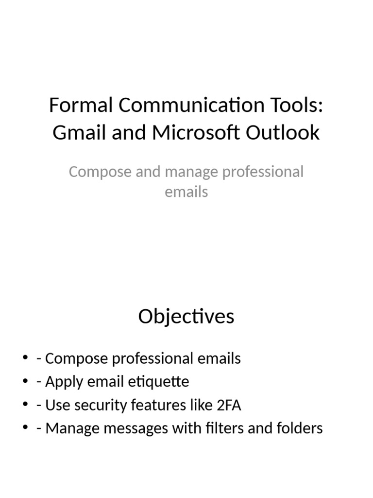 Formal Communication Tools & Etiquette | PDF | Gmail | Microsoft Outlook
