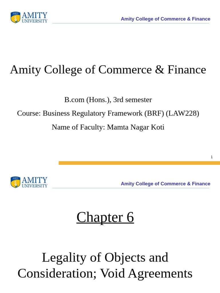 Chapter 6 - Legality of Objects and Consideration Void Agreements | PDF | Consideration ...