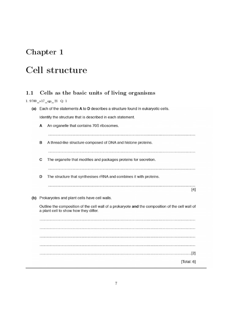 Biology 9700 Paper 2 - Cell Structure | PDF