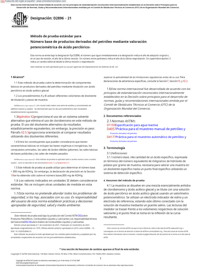 Método D2896 para Número Base en Petróleo | PDF | Valoración | Química