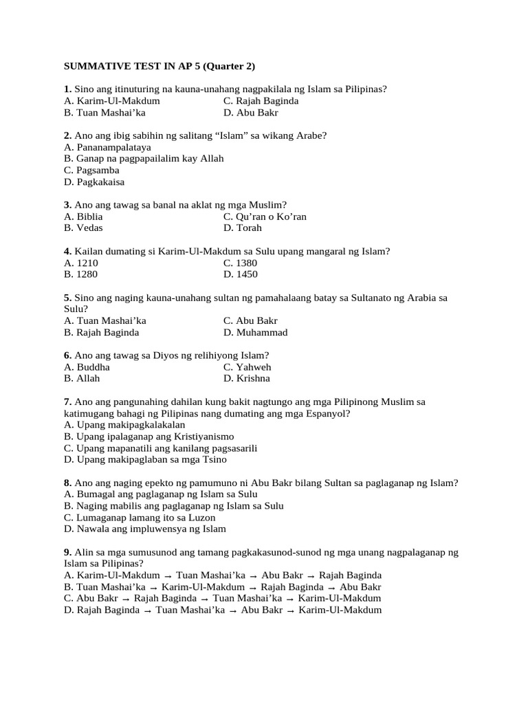 Summative Test Q2_4 | PDF