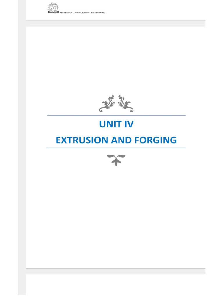 Extrusion and Forging Unit Mechanical Engineering | PDF