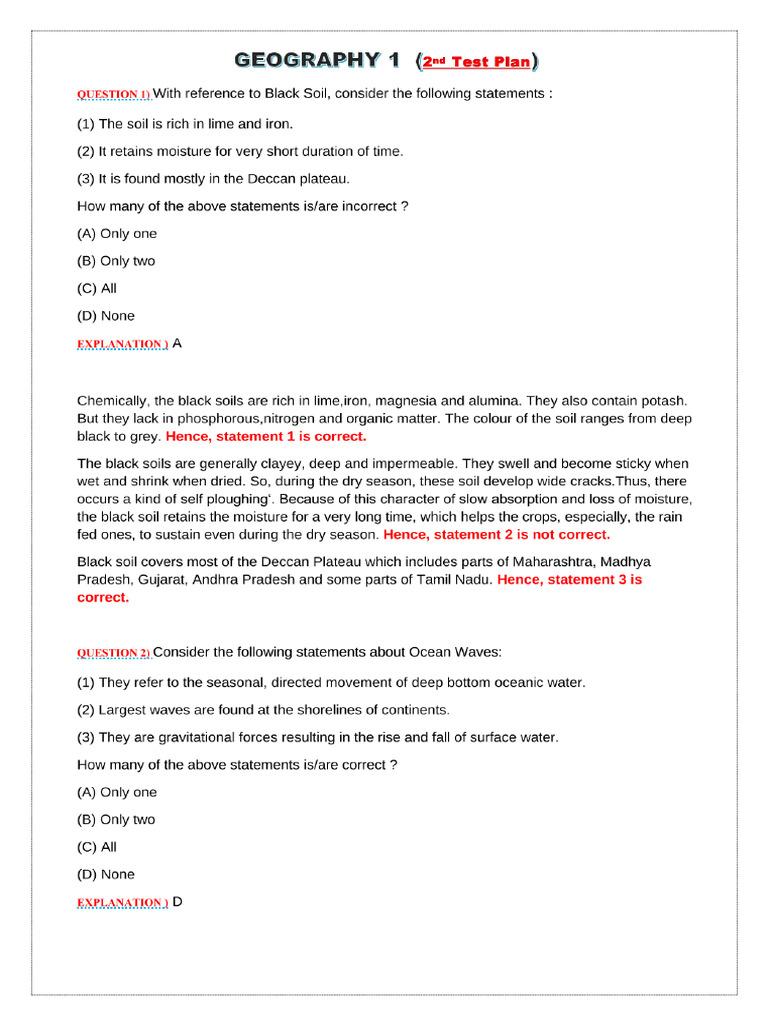 Geography - 1 - 2nd Rev Plan - EXPLANATIONS | PDF