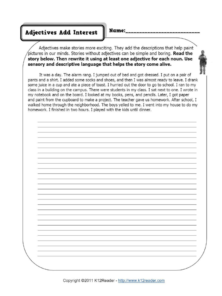 Adjectives Worksheet | PDF